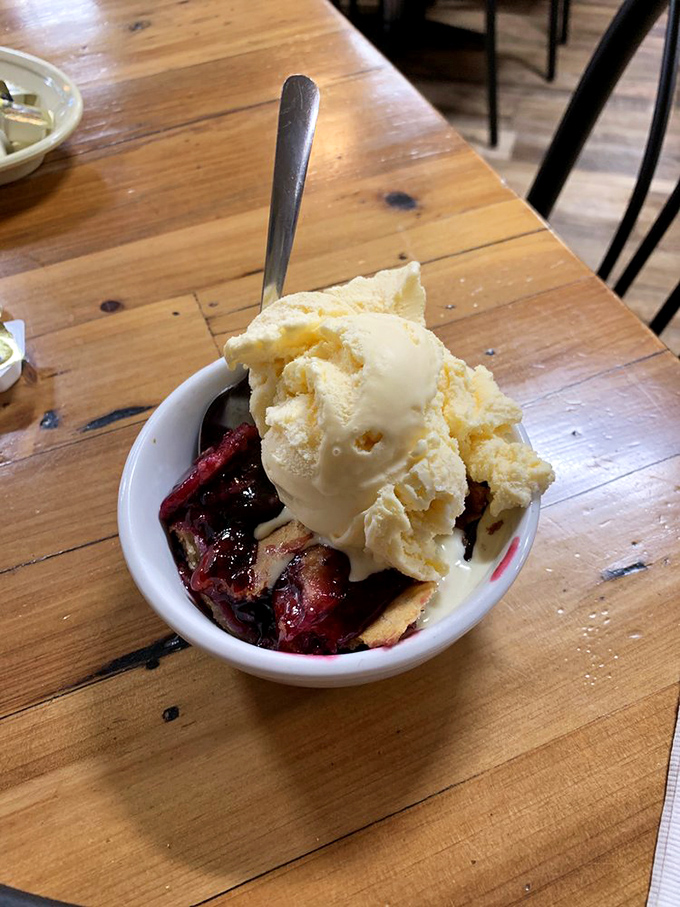The perfect marriage of hot and cold—this blackberry cobbler's sweet-tart berries stand up proudly to vanilla ice cream like they're meeting their future in-laws.