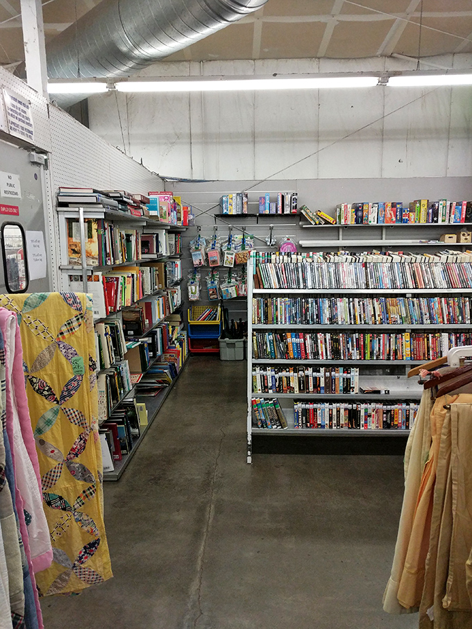 The book section rivals small-town libraries. That dog-eared paperback could be someone's next beach read or a forgotten literary masterpiece.