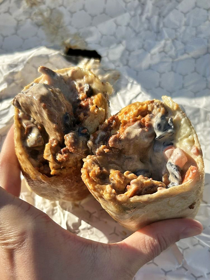 Behold the chorizo breakfast burrito, where spicy meat and creamy eggs coexist in tortilla harmony like the breakfast equivalent of yin and yang.