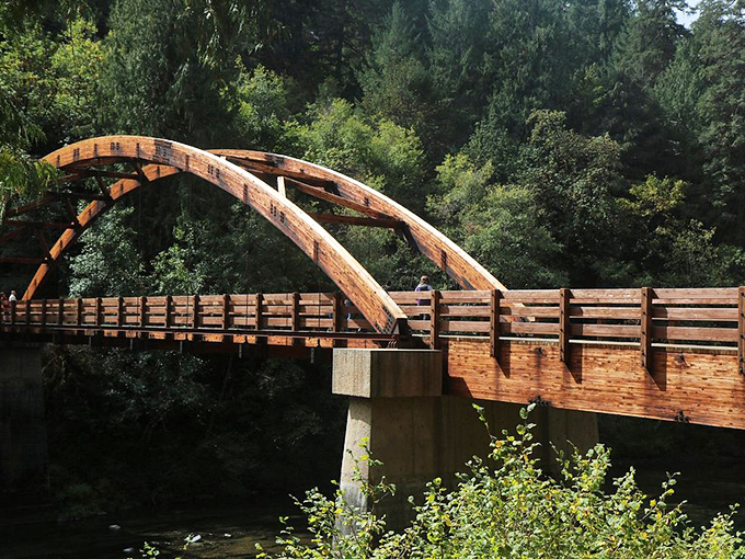 This wooden bridge doesn't just connect two pieces of land&mdash;it connects you to the part of yourself that's been missing adventure.
