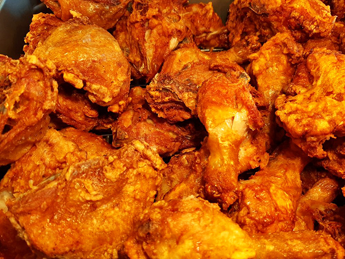 Golden-brown perfection in chicken form. Each piece looks like it's auditioning for the Fried Food Hall of Fame. 