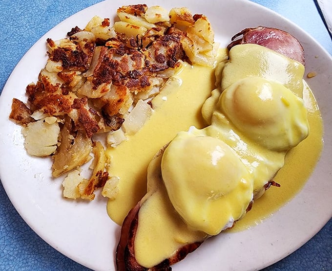 Eggs Benedict isn't just breakfast&mdash;it's a declaration that today deserves something special. That hollandaise is liquid sunshine.