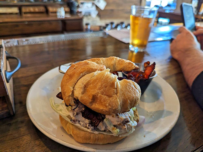 This isn't just a sandwich; it's architecture with mayo. The chicken salad croissant brings buttery, flaky goodness to every perfectly seasoned bite.