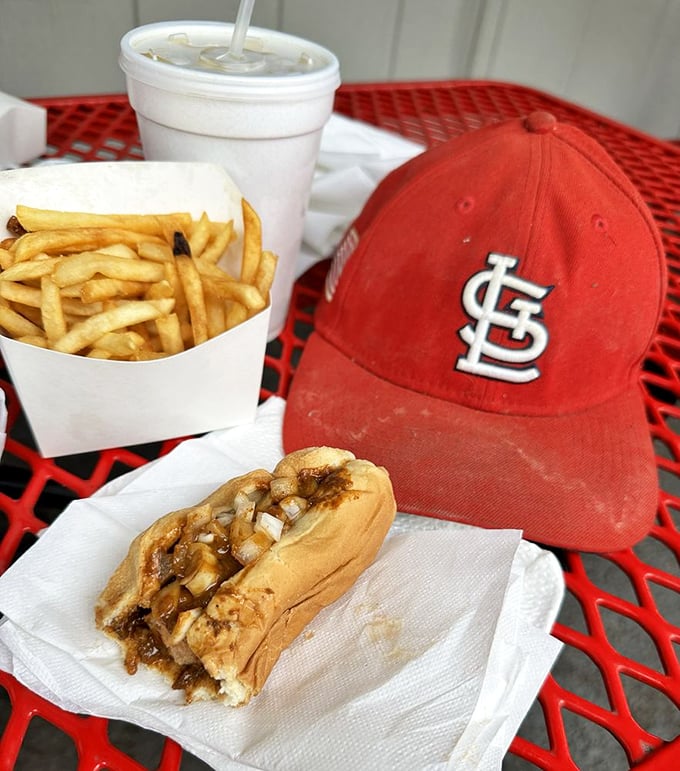 Cardinals fans know: nothing complements baseball disappointment or triumph like Lou's chili dog and golden fries.