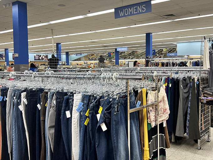 The women's clothing department stretches far into the distance&mdash;organized with a precision that would make Marie Kondo weep with joy.