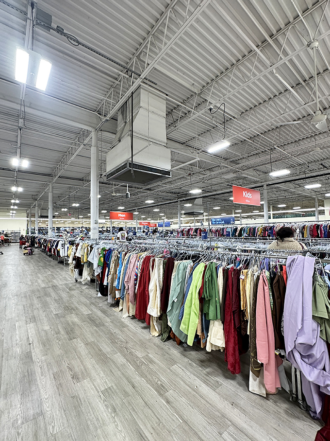 A rainbow of fabrics tells the colorful story of fashion through the decades, from yesterday's trends to tomorrow's vintage finds.