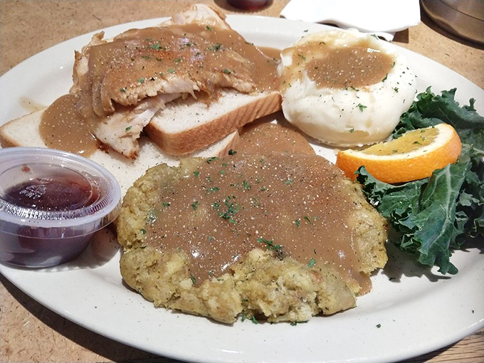 The hot turkey sandwich with mashed potatoes and gravy &ndash; Thanksgiving's greatest hits album available without waiting for relatives to arrive.