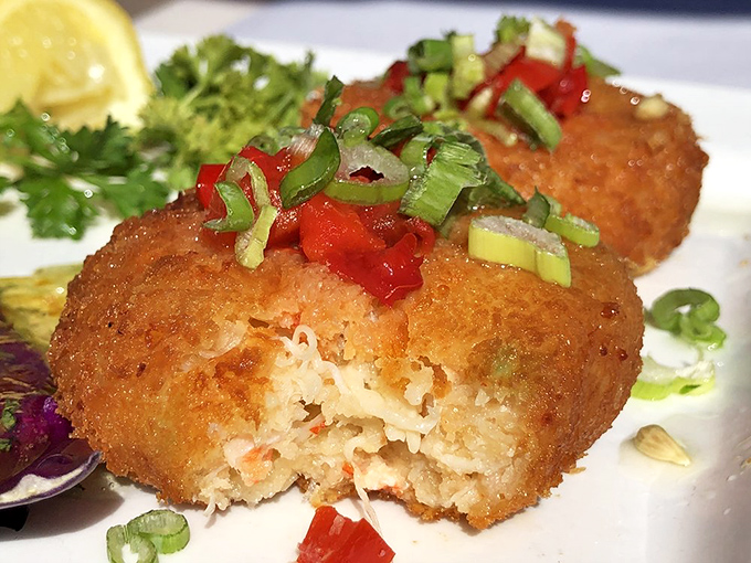 Breaking into this crab cake reveals chunks of sweet Dungeness treasure held together by just enough binding to maintain dignity but not enough to hide the star.