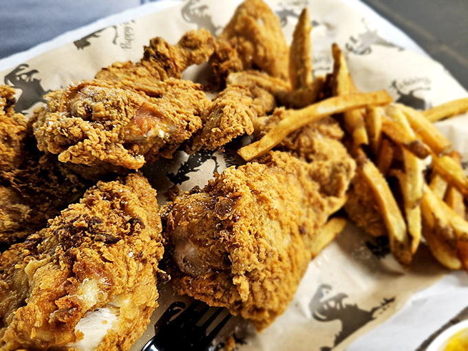 Fried chicken perched atop a golden waffle &ndash; a combination so perfect it makes you wonder why we ever eat them separately. 