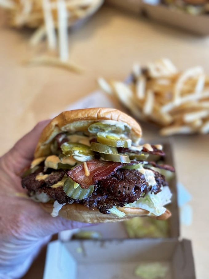 The bacon cheeseburger doesn't just satisfy hunger&mdash;it abolishes it. Those pickles and sauce aren't garnishes; they're essential supporting actors in this meaty drama.