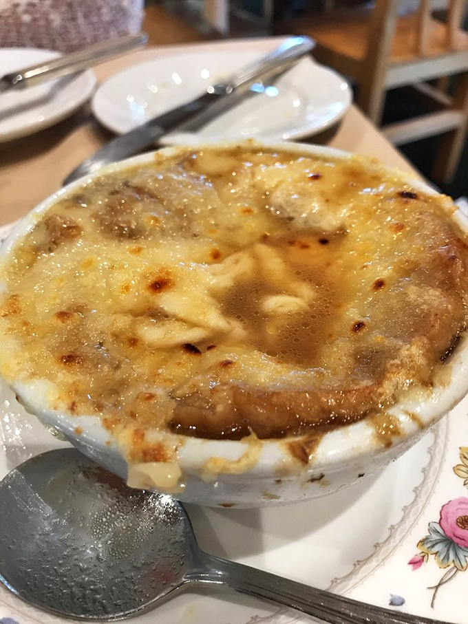 That moment when the spoon breaks through the cheese fortress to reveal the savory treasure below. This isn't soup&mdash;it's a religious experience.