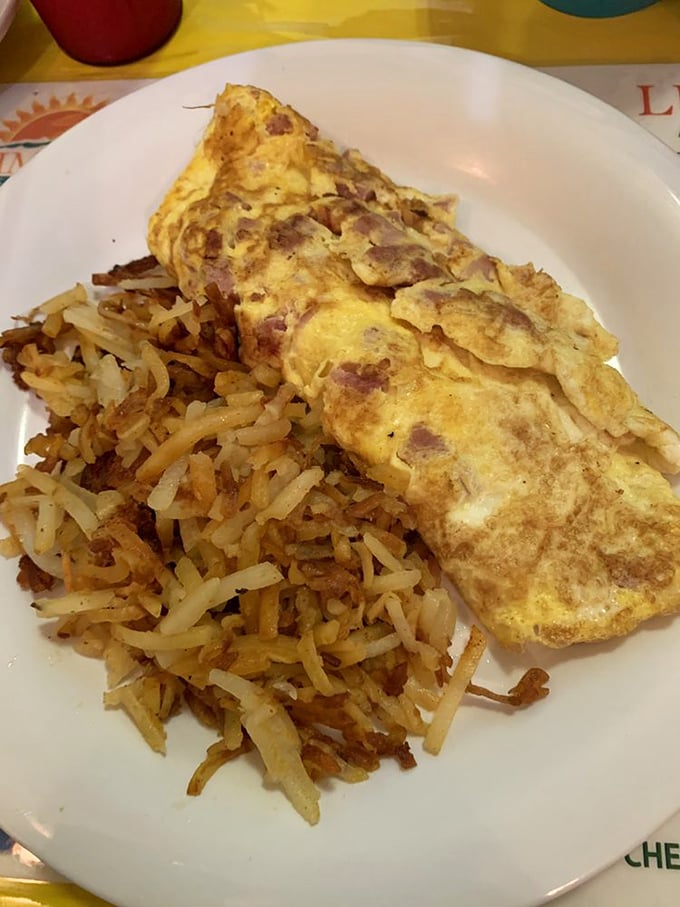 Ham and cheese might seem basic until you taste Jimmy's version&mdash;folded with care and paired with hash browns that achieve the golden ratio of crispy to tender.