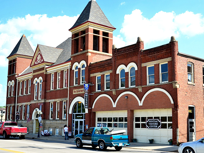 The former firehouse now serves as Pontiac's visitor center. Talk about a career change that didn't require going back to college!