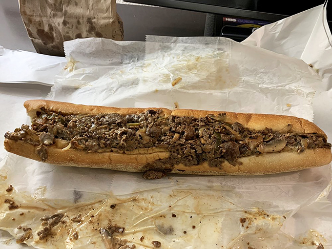 The mushroom cheesesteak: where fungi meet flavor in a handheld masterpiece. Proof that vegetarians aren't missing out on Delaware's sandwich scene.