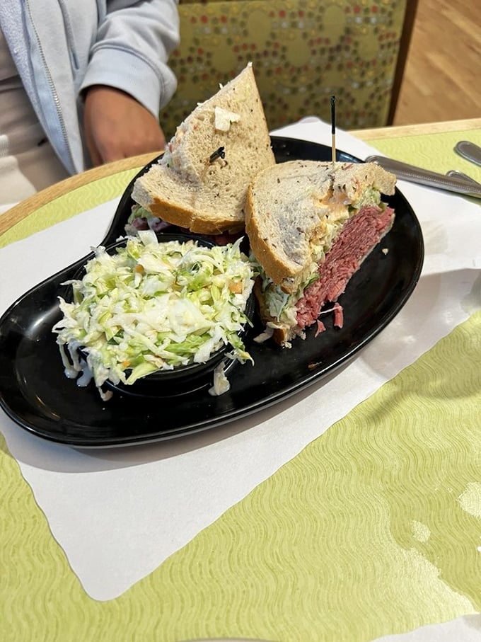 A proper New Yorker sandwich that doesn't require a Manhattan address&mdash;just an appetite for perfectly stacked corned beef and fresh coleslaw.