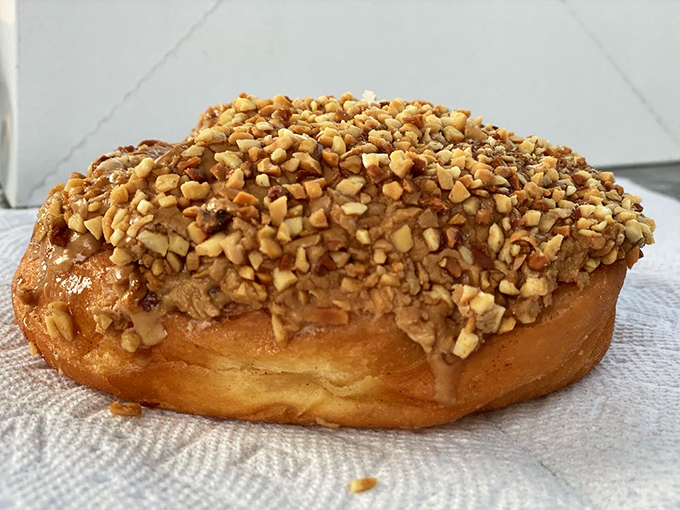 The maple nut donut doesn't just wear its toppings&mdash;it flaunts them like a pastry that knows exactly how good it is.