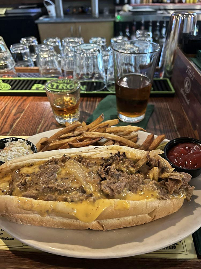 When cheese meets meat meets cold beer, magic happens. This Whiz-laden beauty would make even the most stoic Philadelphian shed a tear of respect.