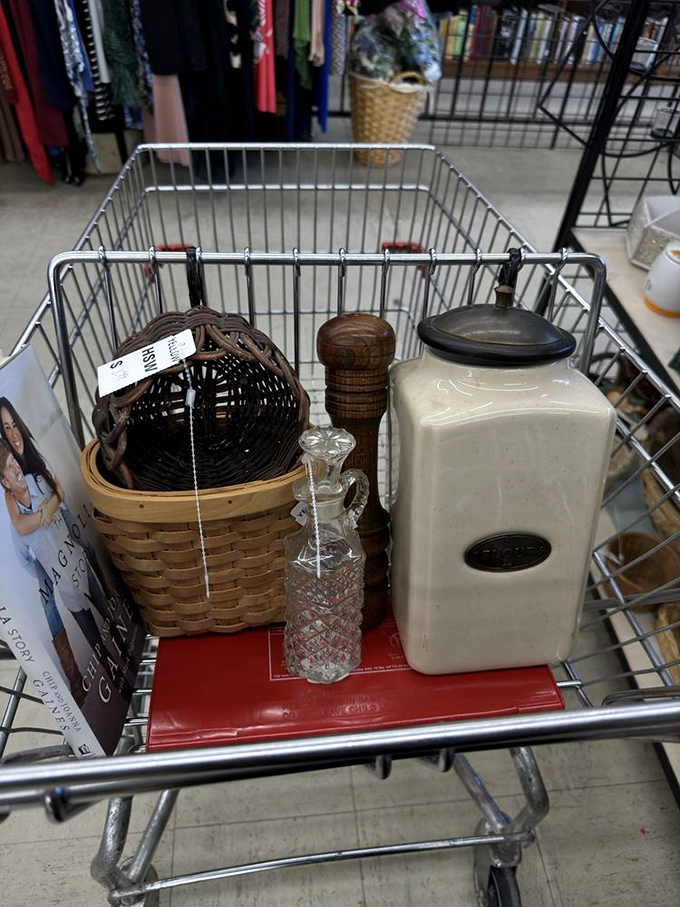 Shopping carts become modern-day treasure chests. That ceramic container might have held someone's grandmother's cookies before finding its way to your kitchen.