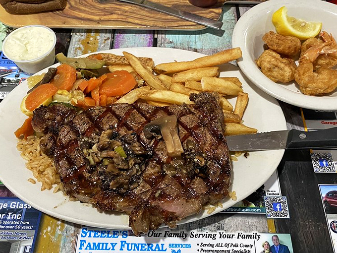 This ribeye isn't just a steak&mdash;it's a masterclass in simplicity. Perfectly grilled, topped with mushrooms, and served without pretension.