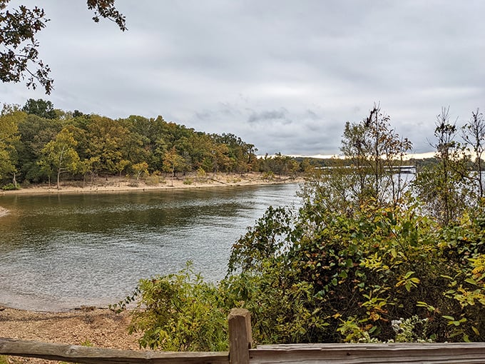 Moody skies create drama over the tranquil waters. Even on overcast days, the lake offers a peaceful retreat from life's constant ping of notifications.