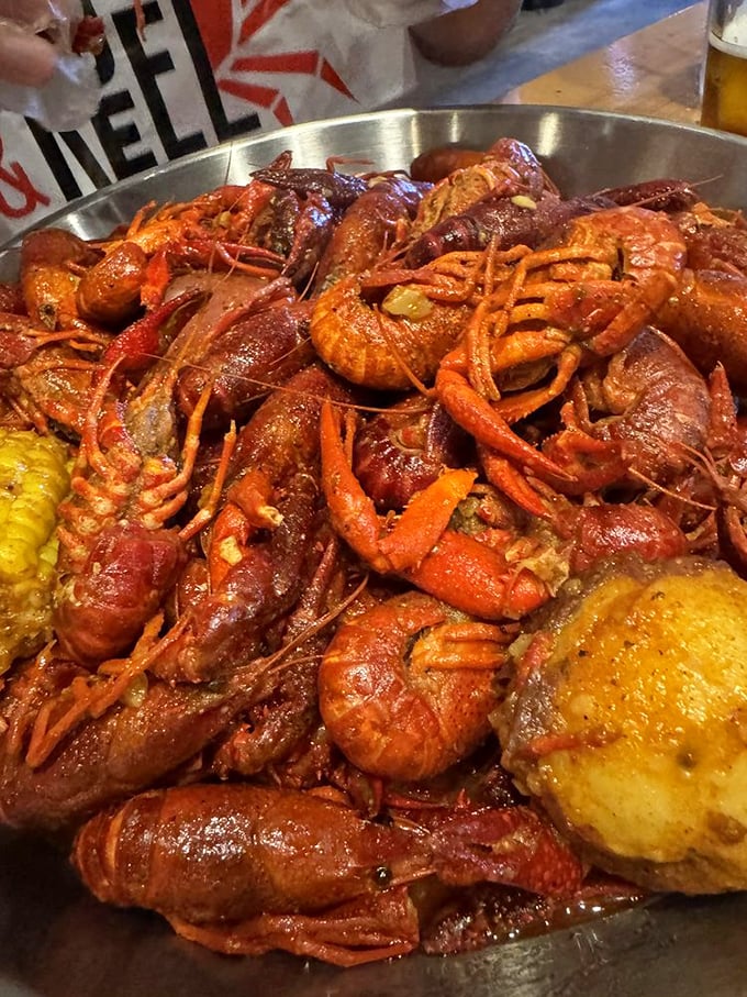 A crawfish boil that would make New Orleans jealous—these little red crustaceans didn't travel all this way to disappoint.