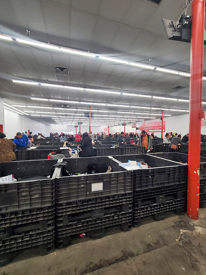 The treasure hunt in action&mdash;shoppers navigate the modern-day retail archaeology dig where patience is rewarded with spectacular finds.
