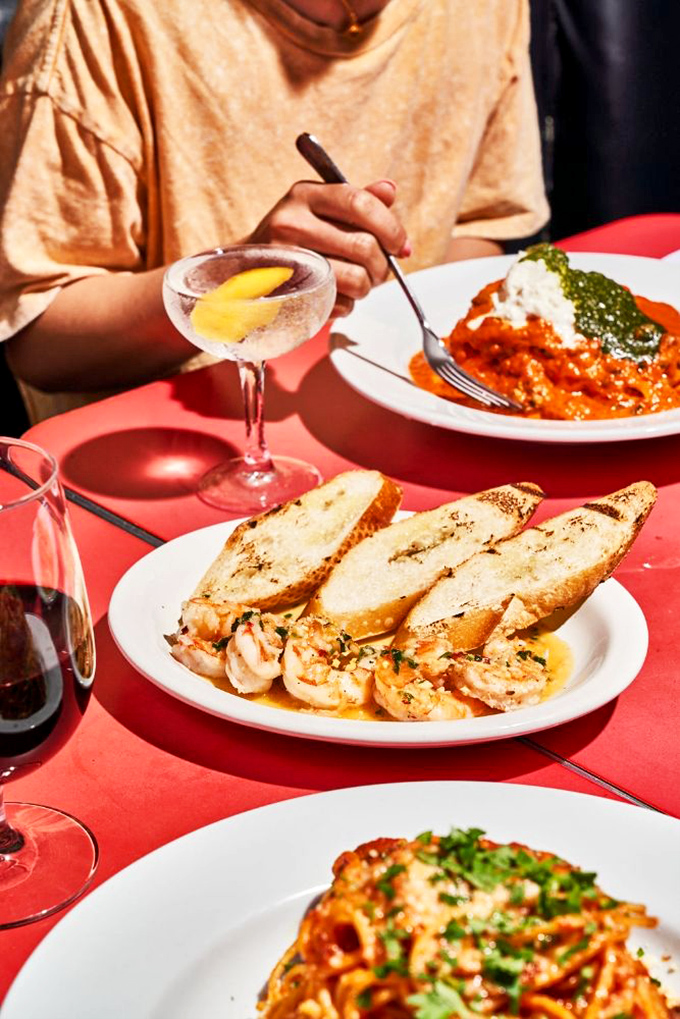 Garlic butter shrimp that practically begs to be mopped up with that grilled bread. Napkins? We'll need extra.