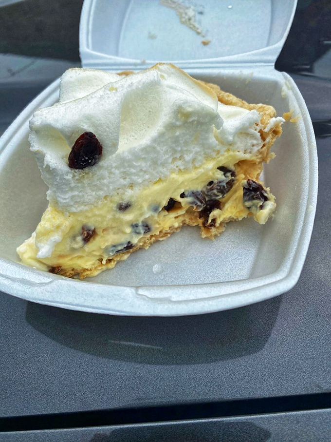 Even in a to-go container, this sour cream raisin pie maintains its dignity and allure&mdash;dessert worth driving across state lines for.