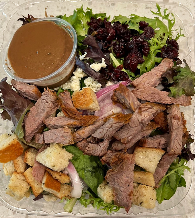 A tri-tip salad that makes eating greens feel like cheating. Protein, crunch, and that dressing &ndash; it's the salad equivalent of finding money in old jeans.