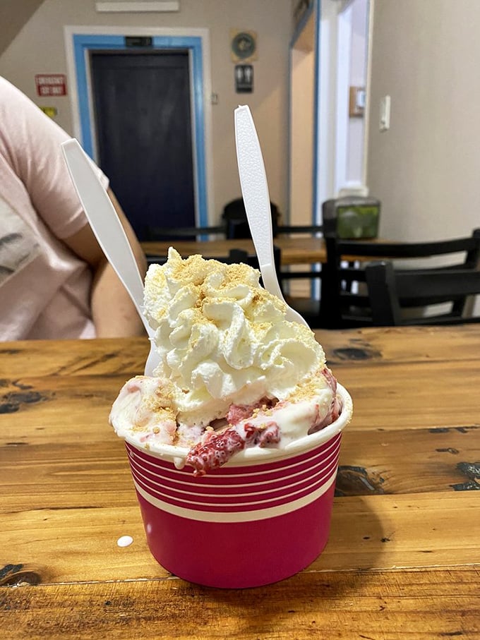 Not your grandma's strawberry cheesecake&mdash;unless your grandma was a dessert genius who knew the value of real whipped cream and generous berry chunks.