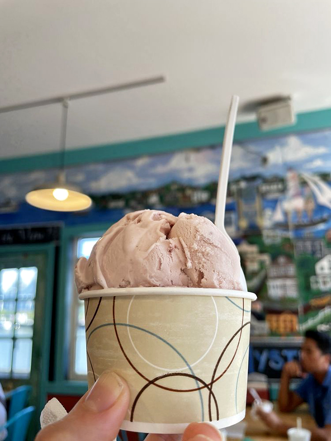 This scoop of strawberry isn't just dessert—it's summer captured in a cup, ready to transport you back to childhood with one perfect spoonful.