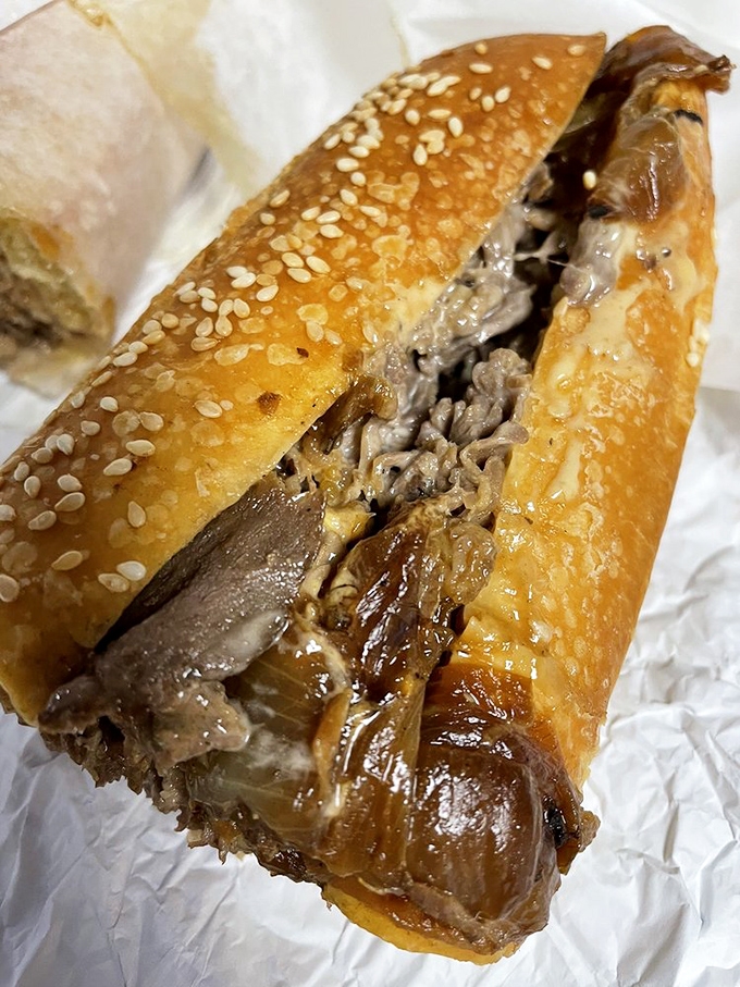 The sesame-seeded roll cradles thinly sliced steak and caramelized onions like they're precious cargo&mdash;which, let's be honest, they absolutely are.