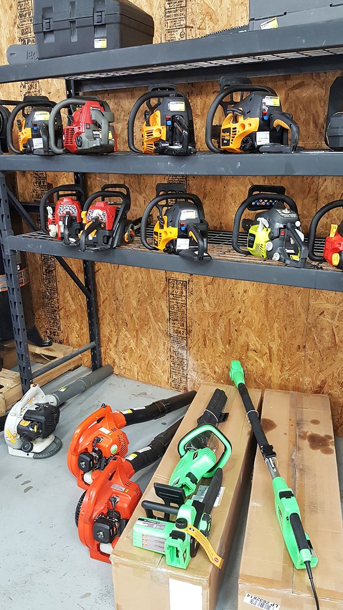 Tool paradise for the weekend warrior&mdash;where chainsaws and leaf blowers line up like soldiers awaiting their marching orders.