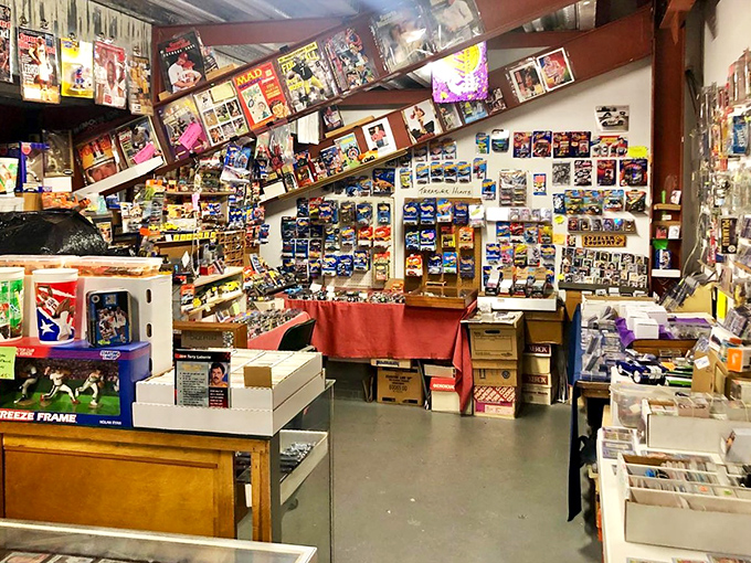 Sports cards and collectibles heaven! This booth is where childhood memories and adult investments meet in colorful, carefully organized splendor.