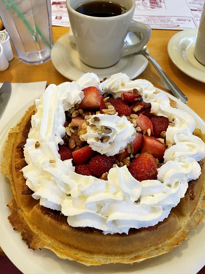 This isn't just breakfast, it's edible art &ndash; strawberries and nuts arranged with precision that would make Renaissance painters nod in approval. 