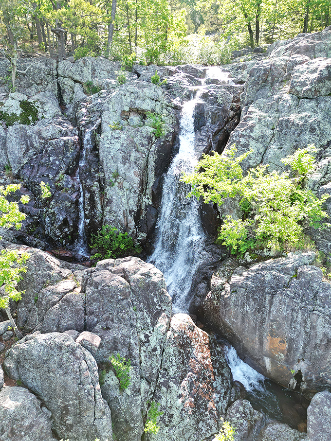 Missouri's tallest waterfall puts on its finest performance after a good rain. These ancient rocks have been perfecting their water choreography for billions of years.