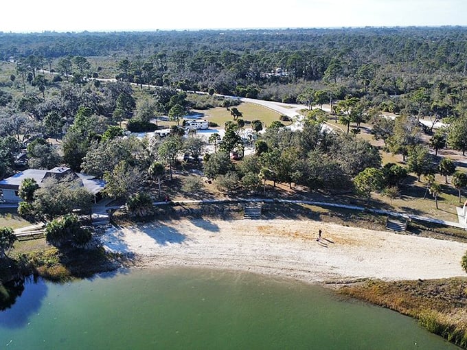From above, Lake Osprey reveals itself as a sapphire gem nestled in Oscar Scherer's emerald landscape&mdash;Florida's natural infinity pool.
