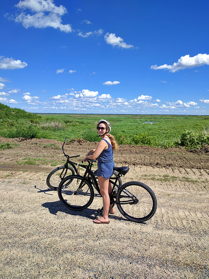 Biking the island's trails offers panoramic marsh views that would make National Geographic photographers reach for their cameras.