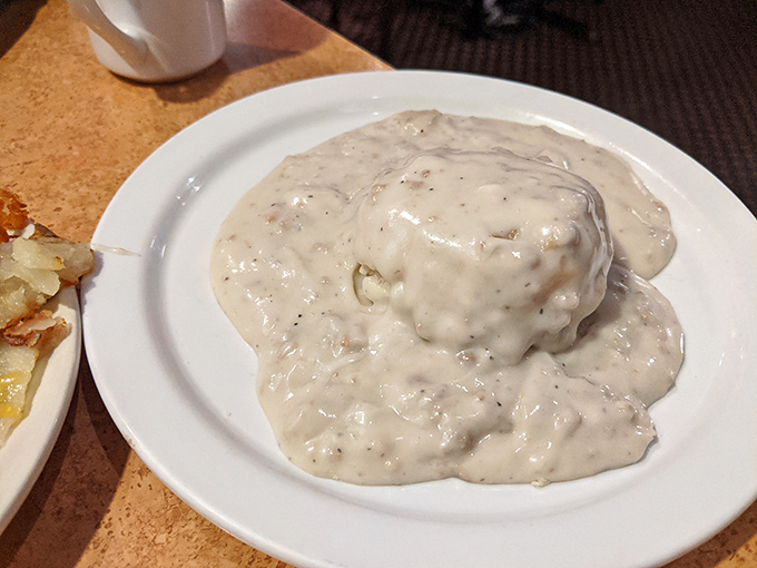 Biscuits and gravy so rich and creamy they should require a permission slip from your cardiologist. Worth every heavenly, peppery bite.