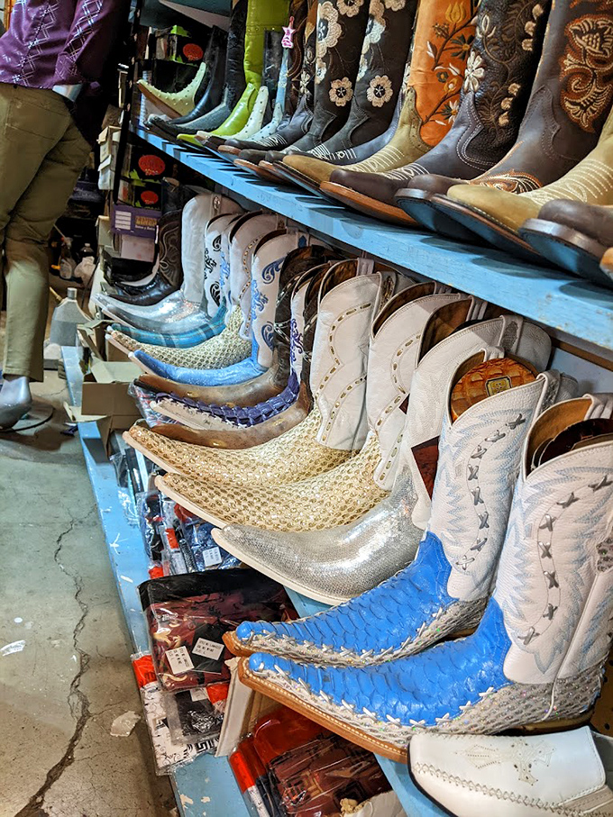 These aren't your average cowboy boots! Hand-painted sunflowers, intricate stitching, and Frida Kahlo portraits transform footwear into wearable art.