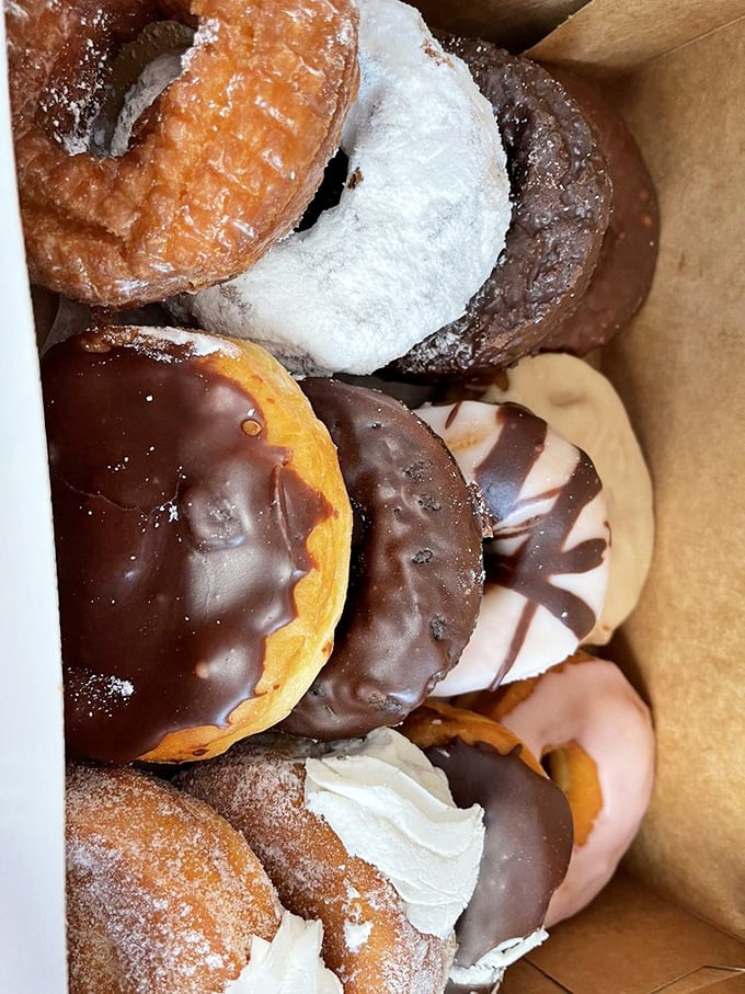 The box that launches a thousand smiles. Like a treasure chest of fried dough jewels, this assortment proves variety truly is the spice of life.