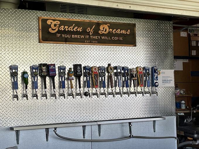 "Garden of Dreams" indeed! This tap wall is the beer equivalent of Willy Wonka's chocolate factory for grown-ups with good taste.