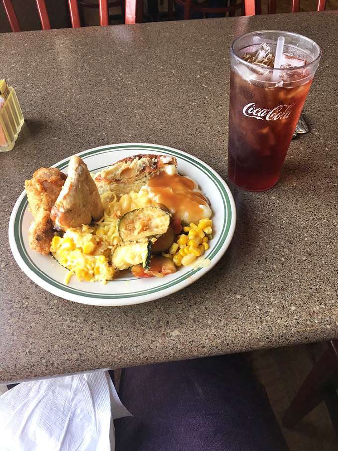 The perfect Midwest buffet plate&mdash;where fried chicken, creamy potatoes, and sweet corn create a holy trinity of comfort food bliss.