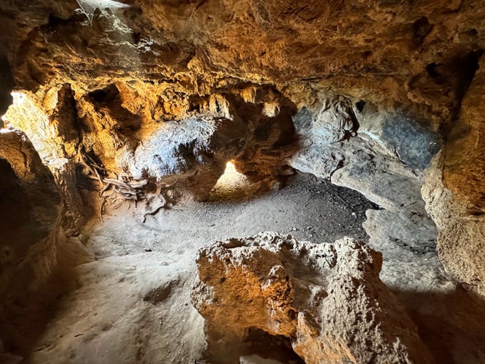 Step into this ancient cave and feel the temperature drop faster than your worries. Nature's original air conditioning system.