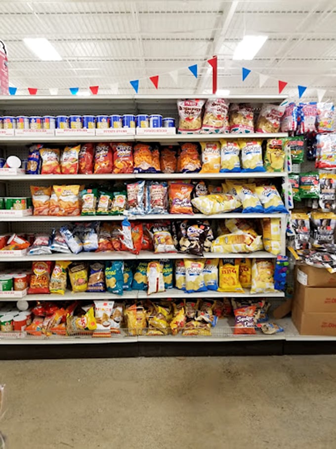 The snack section is a crash course in self-control. Name-brand chips at these prices make "just one bag" an aspirational concept at best.