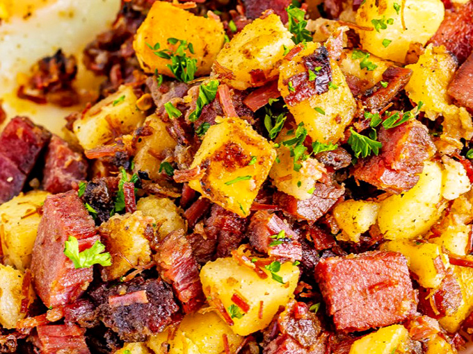 This isn't your grandmother's corned beef hash (unless your grandmother was a culinary genius). Crispy, savory perfection with fresh herbs adding the perfect finish.