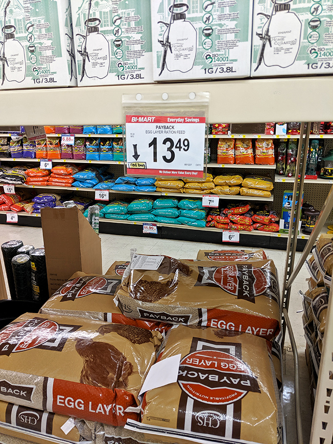 Payback Egg Layer feed at $13.49 &ndash; because even Oregon chickens deserve quality dining. The colorful pet food selection keeps furry and feathered friends happy. 