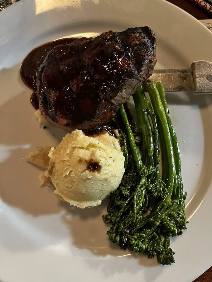 A steak so perfectly charred and tender, it might be worth walking the plank for. The broccolini stands at attention like a loyal first mate.