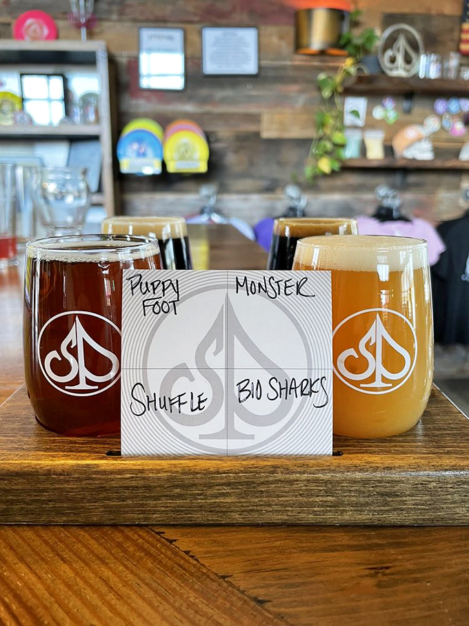 The beer flight that launched a thousand sips. These four distinctive brews showcase Slow Play's range from hoppy to heavenly.