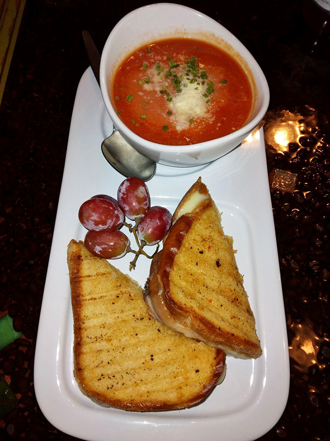 The ultimate comfort food power couple&mdash;golden grilled cheese and homemade tomato soup&mdash;proving that sometimes the classics deserve their legendary status.